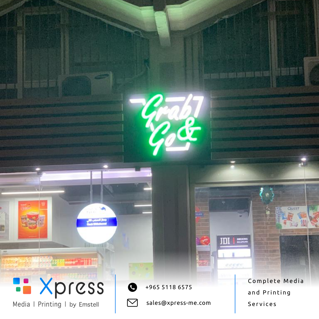 Acrylic with LED letter sign board - XpressME Kuwait Best Printing ...